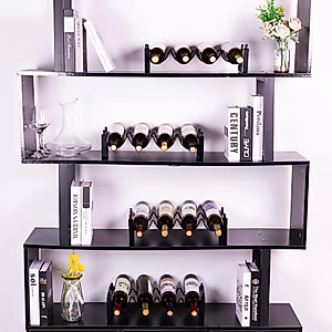 TONLEA 4 Tier Wine Bottle Holder, 16 Bottles Wine Storage, Wine Bottle Rack Stackable, Wine Storage Rack for Cabinet Pantry(Black, Version 1.0)