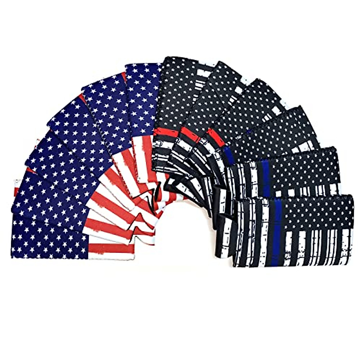 CANWELUX Can Coolers Sleeves, American Flag Koozies, Soft Insulated Reusable Drink Caddies, Patriotic Can Sleeve for Parties,Events or Weddings, (3 forms of US flag,12Pack)