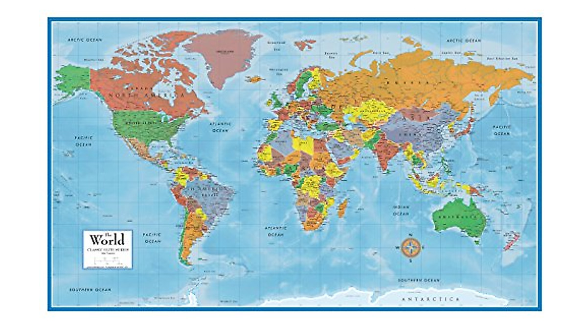 Swiftmaps 24x36 World Map Poster w/ 3D Shaded Relief