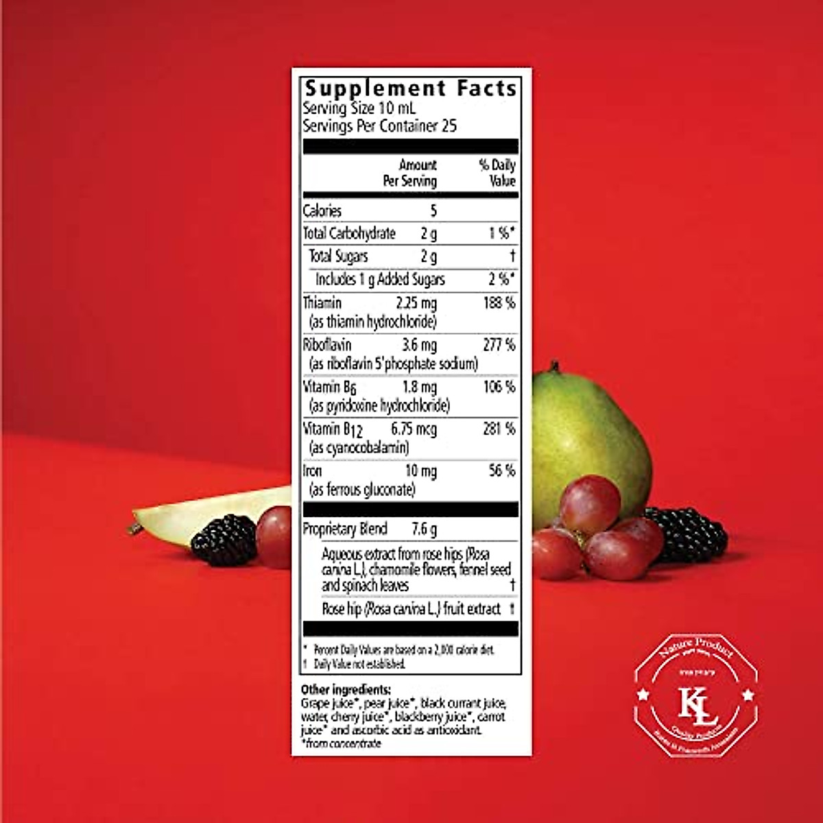 Floradix, Floravital Iron & Herbs Vegan Liquid Supplement, Energy Support for Women and Men, Easily Absorbed, Non-GMO, Vegan, Kosher, Lactose-Free, Unflavored, 8.5