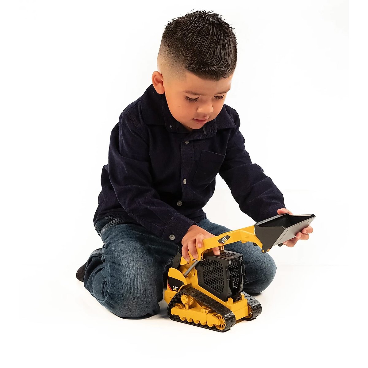 Bruder Toys - Construction Realistic CAT Compact Track Loader with Adjustable and Lockable Loading Arm and Moveable Rubber Chains - Ages 3+