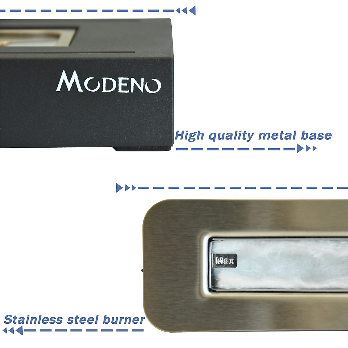 Modeno Tabletop Fire Pit Portable Ethanol Fireplace Smokeless Alcohol Firepit for Indoor Table. Small Fire Place for Balcony Decoration 13.8’’x7’’x 5.7’’ Black