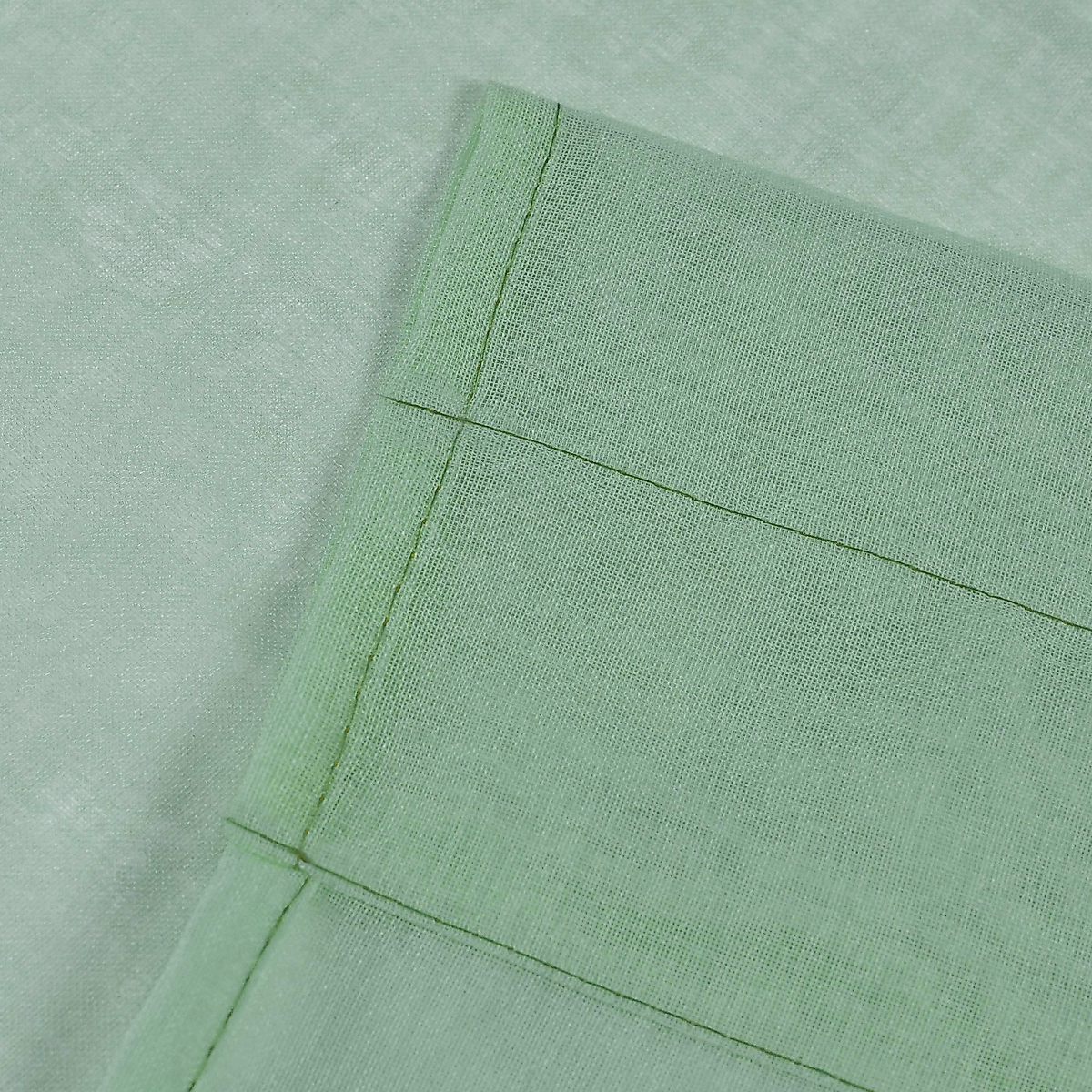 DUALIFE Mint Green Sheer Valances for Windows 52 Inches Wide 18 Inches Long - 2 Panels Light Filtering Voile Window Valances for Basement with Rod Pocket