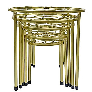 HAINARverS Metal Plant Stands 5-Pack, Heavy Duty Rustproof Iron Corner Flower Pot Stand Holder, Round Supports Display Rack Tiered Plant Stand Shelf For Indoor And Outdoor Multiple (Gold)