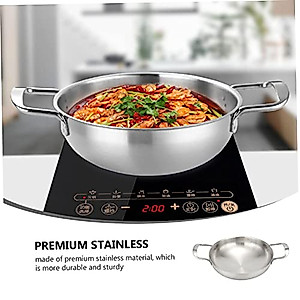 Cabilock 1pc Stainless Steel Soup Pot Wok Pan with Lid Metal Cooking Utensils Korean Cookware Fast Heating Pot Kitchen Deep Fryer Round Everyday Pan Stainless Stockpot Instant Noodle Pot