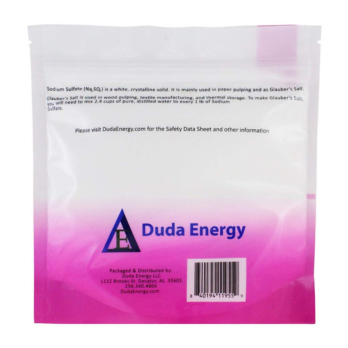 Duda Energy 1 lb Sodium Sulfate Food Grade FCC Anhydrous Naturally Mined 99+% Purity