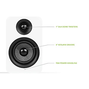 Kanto YU Passive 4" Passive Bookshelf Speakers with 1" Silk Dome Tweeter | External Amplifier Required | Pair | Matte White