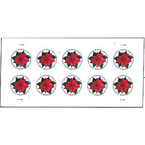 Global Poinsettia 1 Sheet of 10 International First Class Forever US Postage Stamps Mail Holiday Celebration Flower (10 stamps)