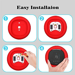 2 Pack DAYJOY Wall Plate Soft Silicone Case Cover Compatible with Ecobee 4 SmartThermostat,Fingerprint Resistant Bracket Mount (Black+Blue)