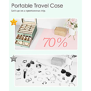 Jewelry Box for Women, Jewerly Case with 2 Drawers, Leather Design Lockable Jewelry Case with, for Necklaces, Earrings, Rings, Bracelet, Gift for Loved Women