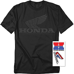Popfunk Honda Vintage Wing T-Shirt (XX-Large, Wing - Black)