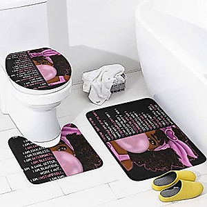 IHDABGDM African American Black Girl Shower Curtain Set with Non-Slip Rug, Toilet Cover, Bath Mat, 12 Hooks, Waterproof Shower Curtain with Carpet Set for Bathroom Decor, 70.8'' Length 4-Piece Set