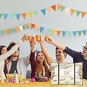 DARUNAXY Black Gold 18th Birthday Party Decorations, Happy 18th Birthday Alternative Signature Guest Book for Boys & Girls Cheers to 18 Years Old Gifts 18 Birthday Signing Card Board Party Supplies