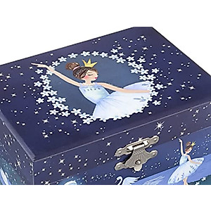 Jewelkeeper Girl's Musical Jewelry Storage Box with Spinning Ballerina, Glitter Design, Swan Lake Tune