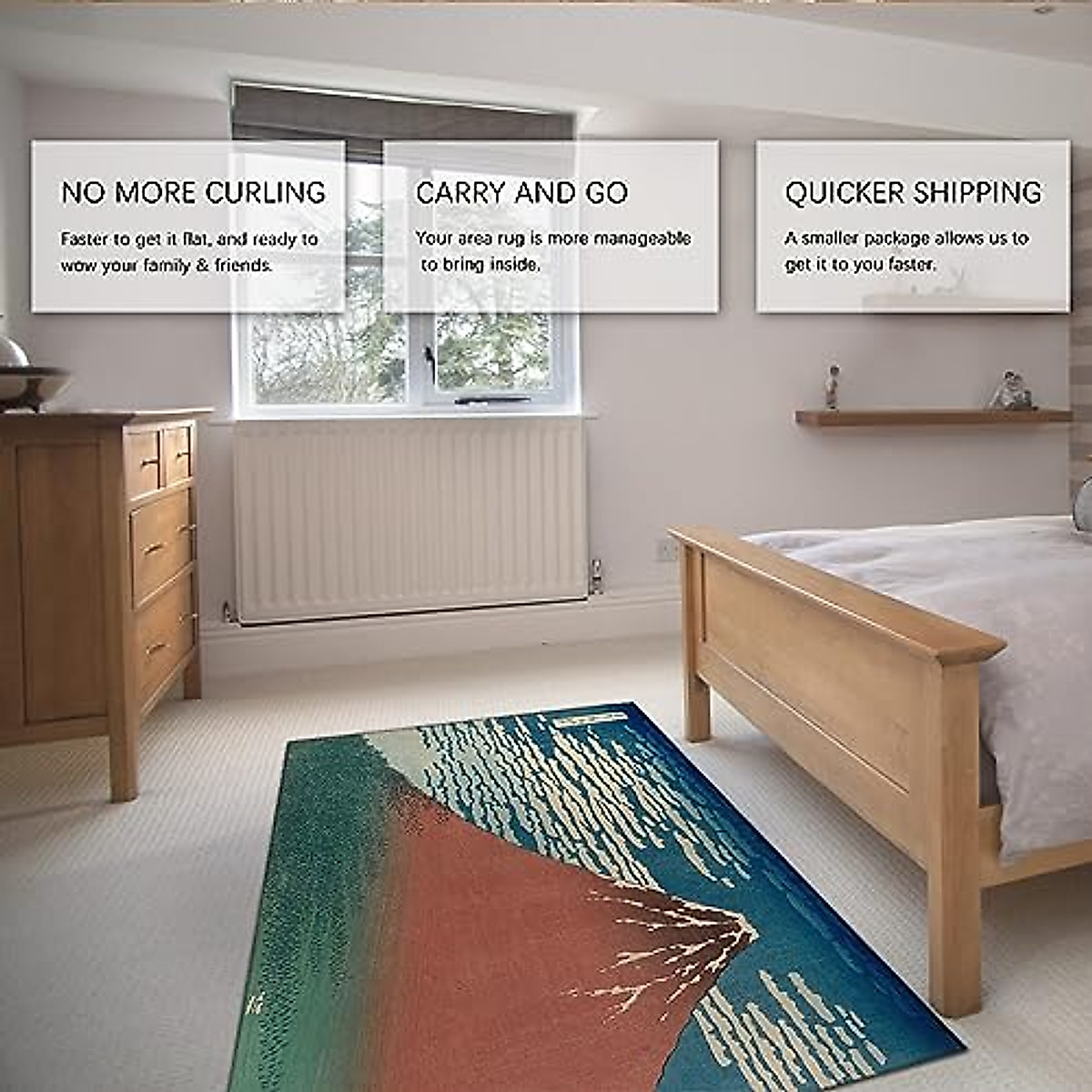 Japan Ukiyo -Painting Style Carpet for Kids Rugs Mount Fuji Scenery Area Rug for Rural Room Entryway Small Gaming Rug for Floor Door 6'x10'