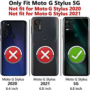 YZOK Compatible with Moto G Stylus 5G Case,with HD Screen Protector,[Military Grade] Ring Car Mount Kickstand Hybrid Hard PC Soft TPU Shockproof Protective Case for Motorola G Stylus 5G (Red)