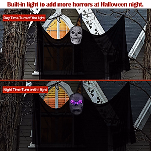Moon Boat 13.94ft Halloween Ghost Hanging Activated Decorations with LED Light-up Purple Eyes&Voice, Scary Creepy Indoor Outdoor Decor(Batteries Not Included)