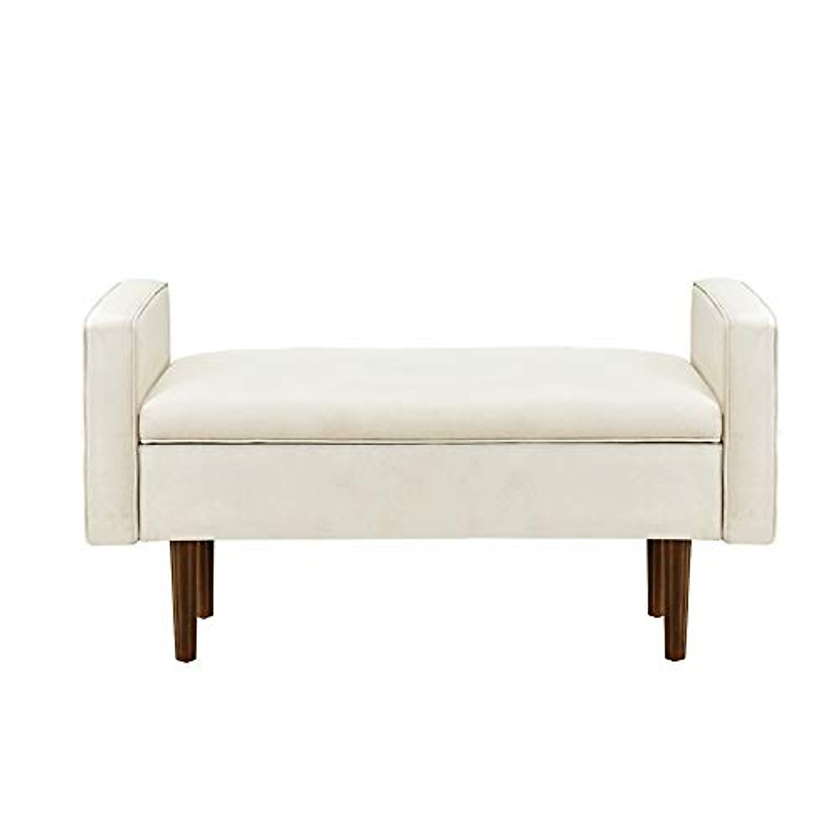 Home Fare Mid Century Upholstered Bench with Storage - Cream Fabric