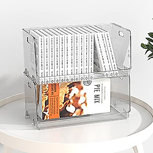 Nicunom 2 Pack Stackable Plastic Storage Bins Open Front, Clear Pantry Organizer Bins Household Food Storage Bin for Kitchen, Countertops, Cabinet, Shelf, Fridge,Pantry