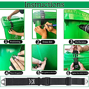 SPMKTQK Trash Can Lock, 4Pcs Trash Can Locks for Animals-Long Lasting, Adjustable Garbage Can Lid Locks for Outside Squirrel, Bear Proof Trash Can Lid Lock, Garbage Can Locks for Various Bins (4)