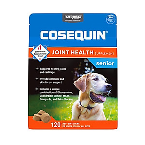 Nutramax Cosequin Senior Joint Health Supplement for Senior Dogs - with Glucosamine, Chondroitin, Omega-3 for Skin and Coat Health and Beta Glucans for Immune Support, 120 Soft Chews
