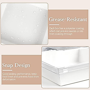 ZORRITA 50 Pack Paper Charcuterie Boxes with Clear Lids, Disposable Sandwich Boxes Square Cake Box To Go Food Containers for Bakery, Strawberries, Cake Slice and Cookies (White)