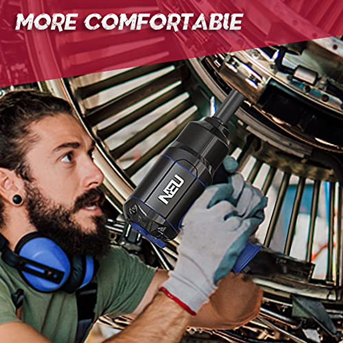 Air Impact Wrench 3/4 inch,PNEUPACTURE 1480FT-LB Air Impact Wrench with Twin Hammers,5500RPM High Torque Air Impact Wrench