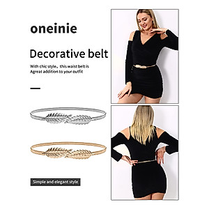 onenine Gold belt for women's dress,elastic pendant chain belt,gold chain belt, Gold & Silve (jinse shuye)