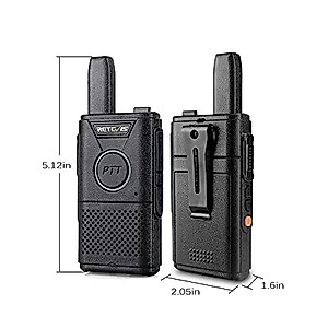 Retevis RT18 Rechargeable Walkie Talkies,Portable FRS Two-Way Radios,Dual PTT,Metal Clip,Small Mini Walkie-Talkie for Seniors Skiing Family Camping Elderly Easter Basket Stuffers for Kids(2 Pack)