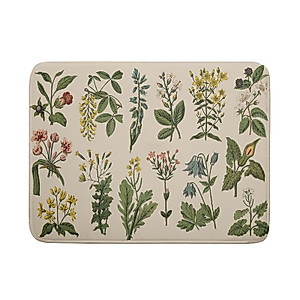 Flower Herbs Dish Drying Mat for Kitchen Counter Decor 18x24 Inch Absorbent Reversible Wild Plant Dish Mat Microfiber Drying Pad Sage Leaves Dish Drainer Rack Mats for Coffee Bar…