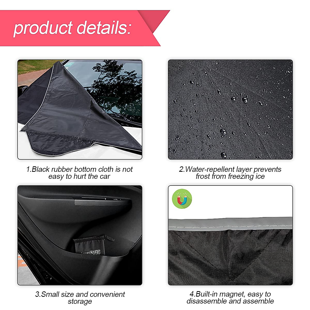 Windshield Snow Cover for Cars, Trucks, Vans - Waterproof, Windproof Winter Frost and Ice Removal Sunshade With Side Mirror Covers