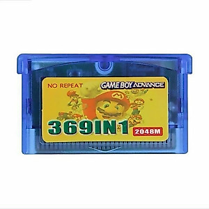 Penguin Supply Cases 369 in 1 Game Cartridge Card for G-B Console ,32 Bit Retro Video Compilations Classic Collection English Version,Support GBA/ GBM/ GBA SP/ NDS/ NDSL All Version Yellow