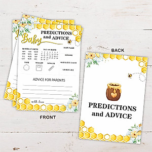 Honey Bee Themed Baby Shower Game Cards, Predictions and Advice double sided - 30 in pack (5 X 7 inches)-（BABYYX-002）
