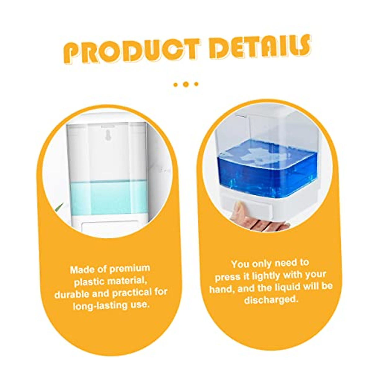 BETOOKY Manual Soap Dispenser Foams Soap Dispenser Push- Style Dispenser Liquid Soap Holder Wall Mounted Hand Wash Wall Holder Hotel Soap Dispenser Handwashing Fluid White Plastic Shampoo