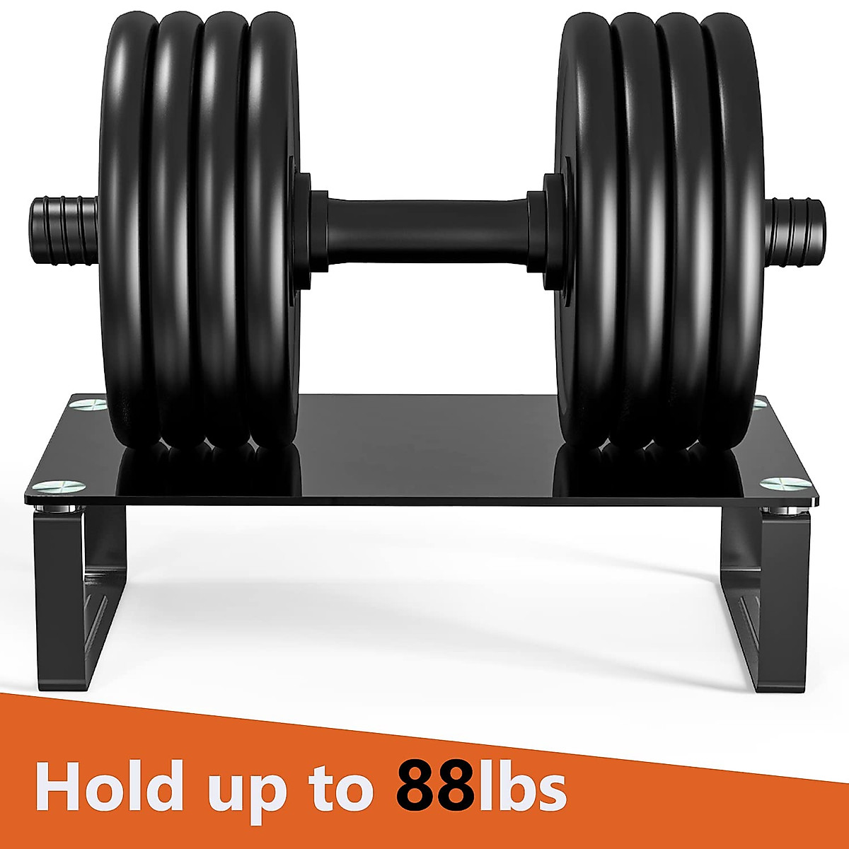 WALI Clear Computer Monitor Stand Riser,Tempered Glass Monitor Riser Heavy Duty 88lbs Monitor Stand for Desk for Laptop, Keyboard, Computer, Printer 5.7 X 9.4 inch (GTT006-B), Black