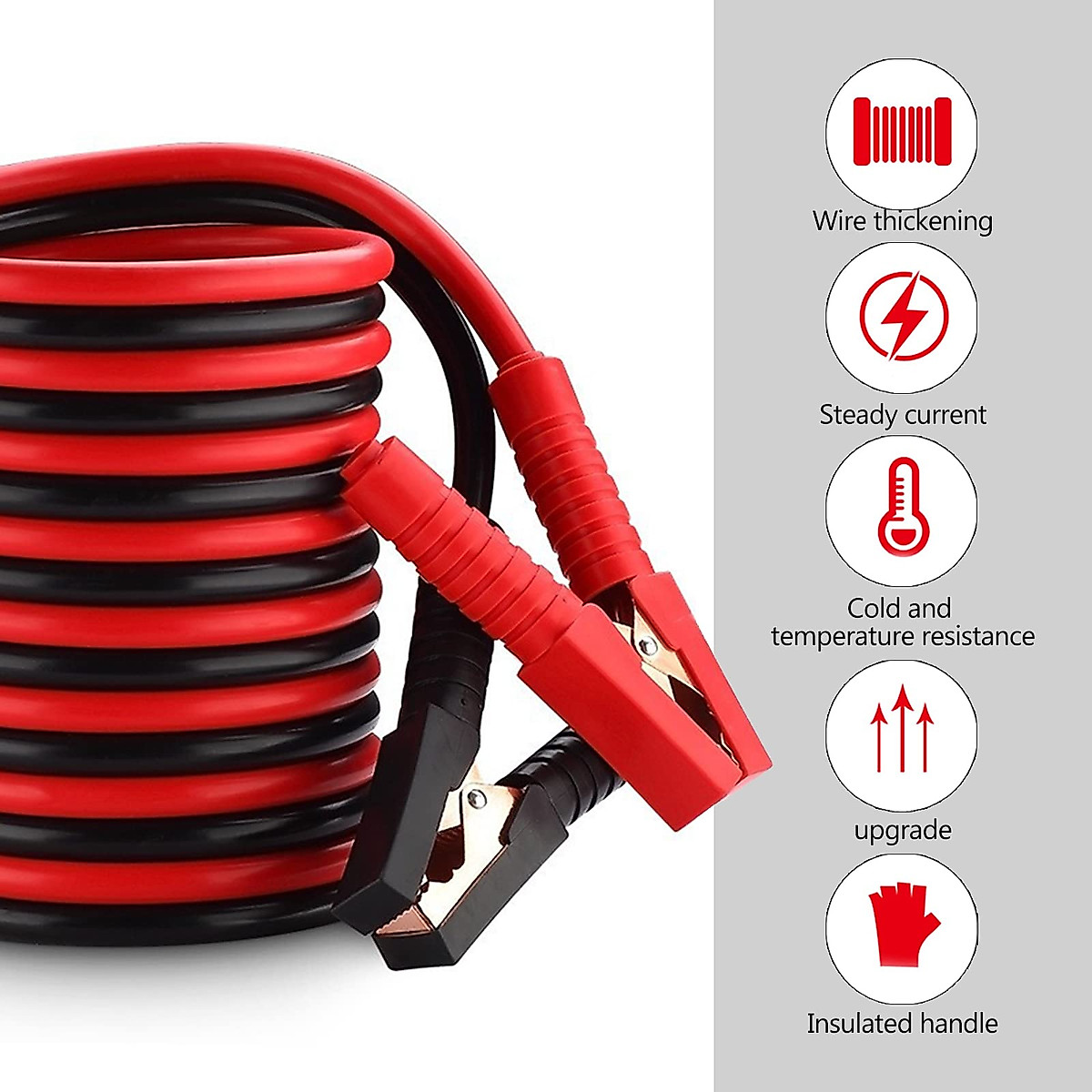 Dewkou 1 PC Jumper Cables for Car Battery 13.1 Feet Jumper Cables, Heavy Duty Automotive Booster Cables for Jump Starting Dead or Weak Batteries with Professional Clamps and Carrying Bag (Black)