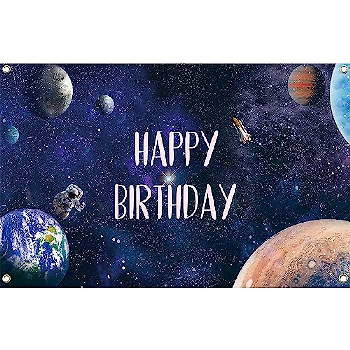 Zliisang 5.9X3.6ft Outer Space Theme Birthday Party Decorations for Boy Astronaut Space Happy Birthday Backdrop Universe Galaxy Stars Birthday Banner Outer Space Party Supplies