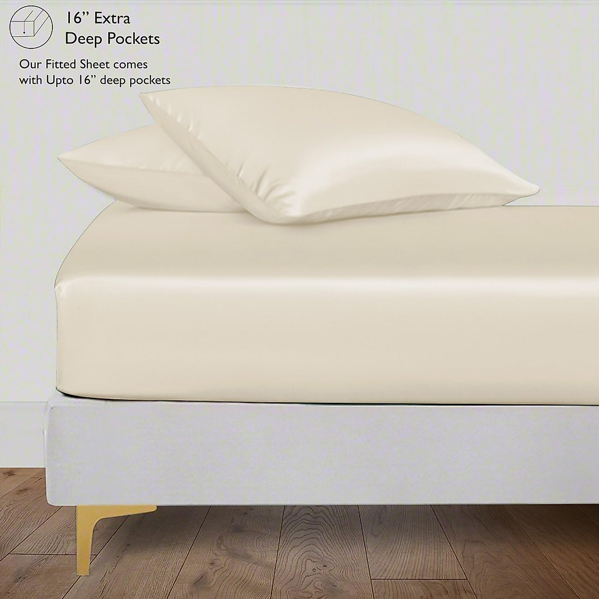 Linenwalas Tencel Lyocell Duvet Cover Set with Deep Pocket Fitted Sheet, Viscose Made from Eucalyptus Soft, Lightweight and Breathable Complete Bedding Set (Ivory, Queen)