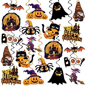 40Pcs Halloween Hanging Swirl Decorations, Halloween Party Hanging Swirls Ghost Pumpkin Witches Hanging Halloween Ceiling Streamers for Halloween Birthday Party Decorations Supplies