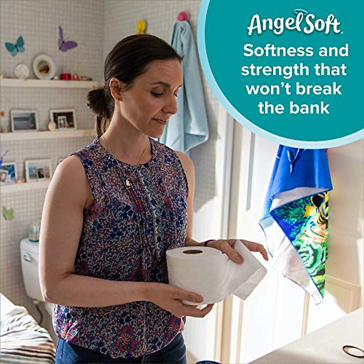Angel Soft® Toilet Paper, 4 Mega Rolls = 16 Regular Rolls, 2-Ply Bath Tissue