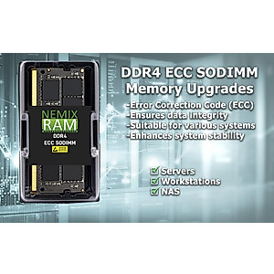 NEMIX RAM 32GB (2X16GB) DDR4 2666MHZ PC4-21300 2Rx8 1.2V CL19 260-PIN ECC Unbuffered SODIMM NAS Memory KIT Compatible with Synology D4ECSO-2666-16G