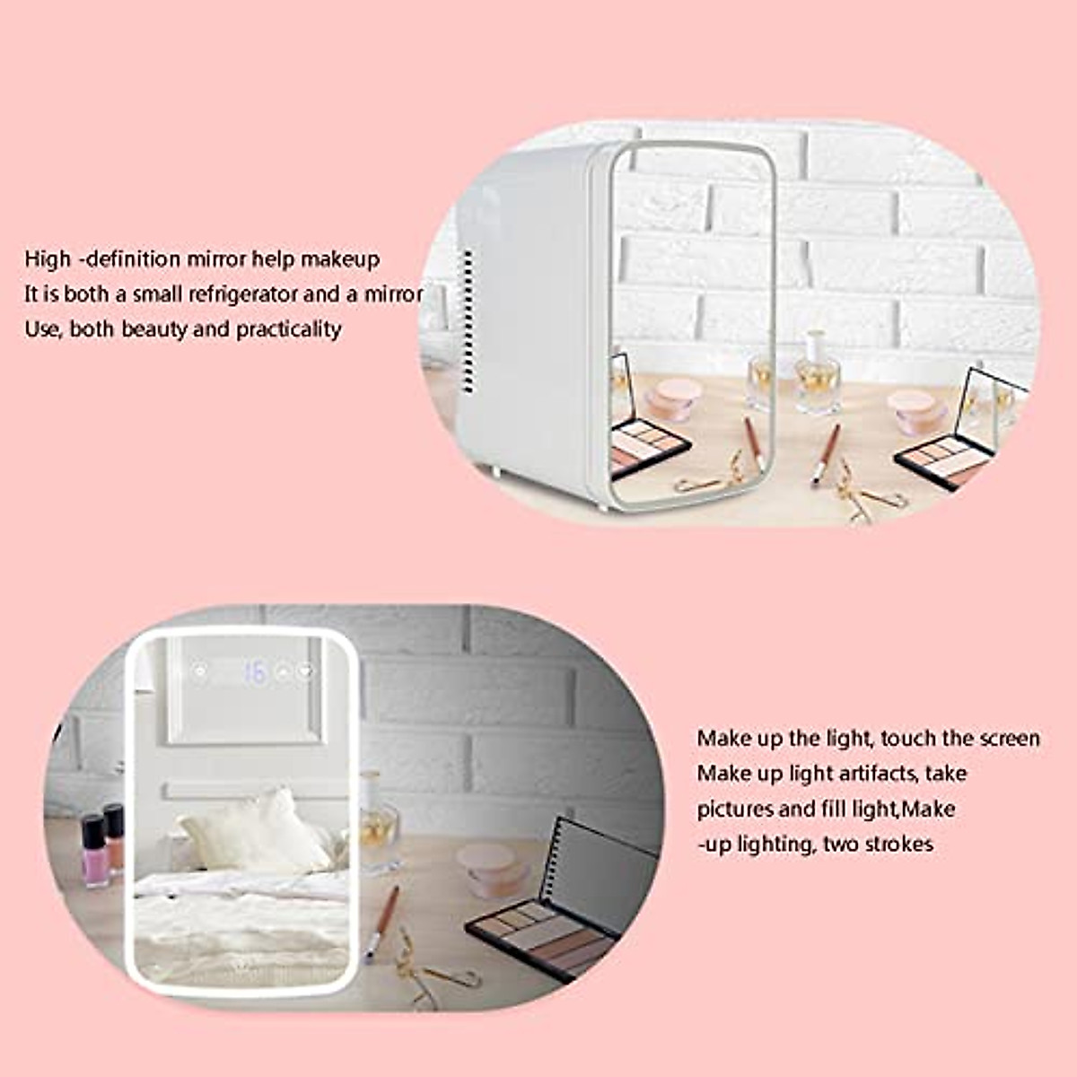 Mini Fridge Portable Cooler Warmer Skincare Fridge Compact Refrigerator Lightweight Beauty Fridge for Bedroom Office Car Boat Dorm Skincare,Pink