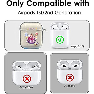 Cute AirPods Case with Kawaii Kabi Keychain for AirPods 2/1 Case,Funny Cartoon Anime AirPod Cover,Clear Kawaii Shockproof Protective Skin Soft Silicone Case for Women Girls Boys Kids