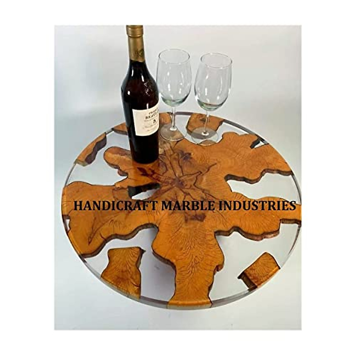 Epoxy Table, Live Edge Wooden Table, Epoxy Resin River Table, Natural Wood,Dining Table, Natural Epoxy Table, Resin Table 40" x 40" Inch