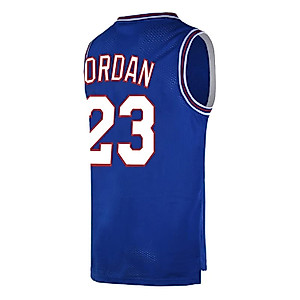 OTHERCRAZY Mens Basketball Jersey #23 Space Movie Jersey S-XXL White/Black/Blue (Blue, Small)