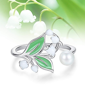 VIKI LYNN 925 Sterling Silver Lily of The Valley Flower Open Ring Wedding Engegament Ring for Women