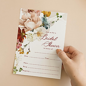 Moonrise Papery Set of 25 Floral Bridal Shower Invitations with Envelopes — Fill-in Style Invites with Envelopes, Greenery Bridal Shower Invitations