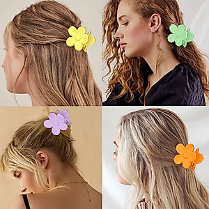 Cute Flower Claw Clips, 15 PCS 1.49 Inch Small Jaw Clips for Women Girls Thin/Medium/Thick Hair, 15 Colors Nonslip Strong Hold Clamps Catch Barrettes Hair Accessories