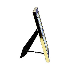 Laura Ashley 5x7 Navy Enamel Picture Frame, Gold Metal Edge with Easel, for Countertop, Counterspace, Tabletop Display, Bookshelf, Desk, Wall Décor, Photo Gallery (5x7, Navy W/Gold)