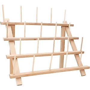 20 Spool Foldable Wooden Thread Rack Holder,Spool Cone Bobbins Stand Thread Organizer Wall Mount Yarn Storage Spool Holder Machine Sewing Embroidery Quilting Storage Holder,Sewing Craft Tools